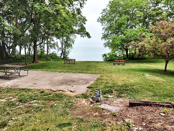 Lakeside lunch spot: These picnic tables offer front-row seats to Lake Erie's ever-changing moods and spectacular sunset performances.