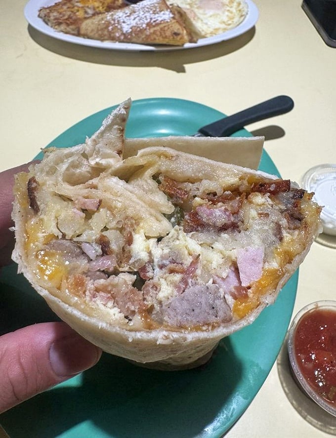 The Packard Burrito &ndash; named after a classic car and built like one too: substantial, reliable, and packed with flavor. Photo credit: Kevin N.