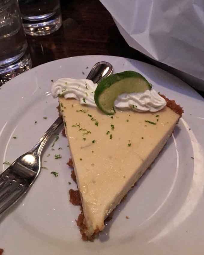 Key lime pie delivers that perfect tart sweetness to cleanse your palate after a heavy meal, assuming you have room.