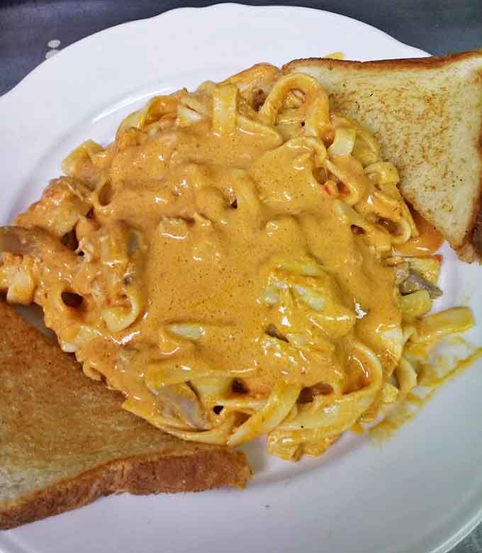 Comfort in a bowl &ndash; tender pasta swimming in a creamy sauce that somehow manages to be both rich and light.