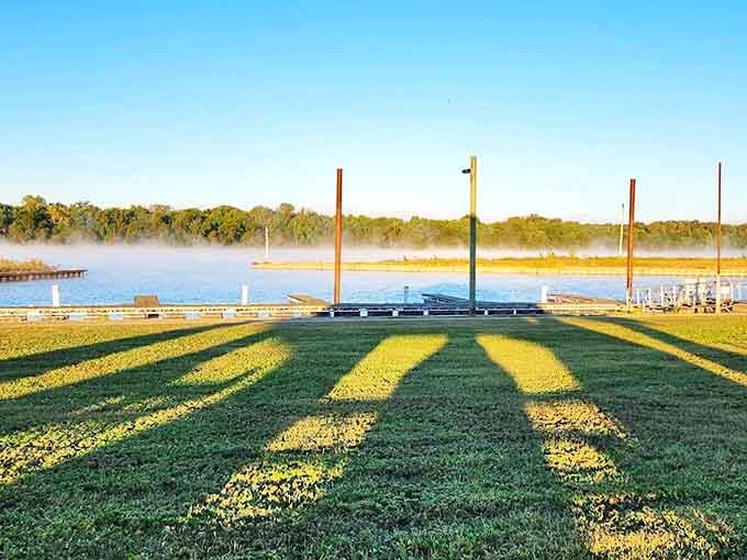 Morning mist dancing across the water creates an ethereal landscape that makes everyday worries seem delightfully insignificant.
