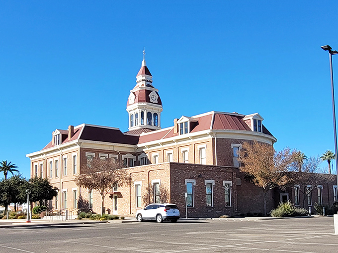 The Pinal County Manager's Office occupies this architectural gem, where Victorian elegance meets frontier functionality under that signature clock tower.