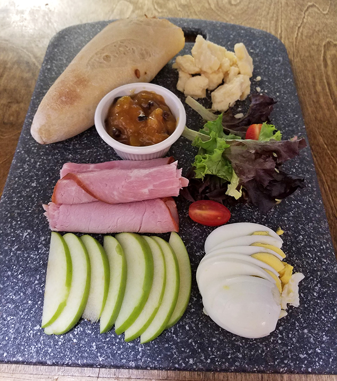 This artfully arranged platter offers a taste of Scotland with ham, cheese, apple slices and chutney &ndash; perfect for sharing or savoring solo.