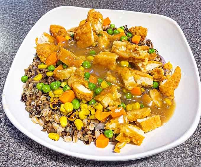 Comfort food elevated: fried chicken meeting wild rice casserole in a combination that makes perfect Minnesota sense.