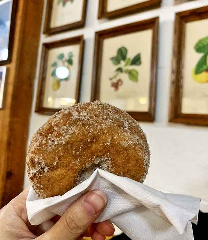 Sugar-coated perfection against a backdrop of vintage fruit illustrations – like edible art that somehow tastes even better than it looks.