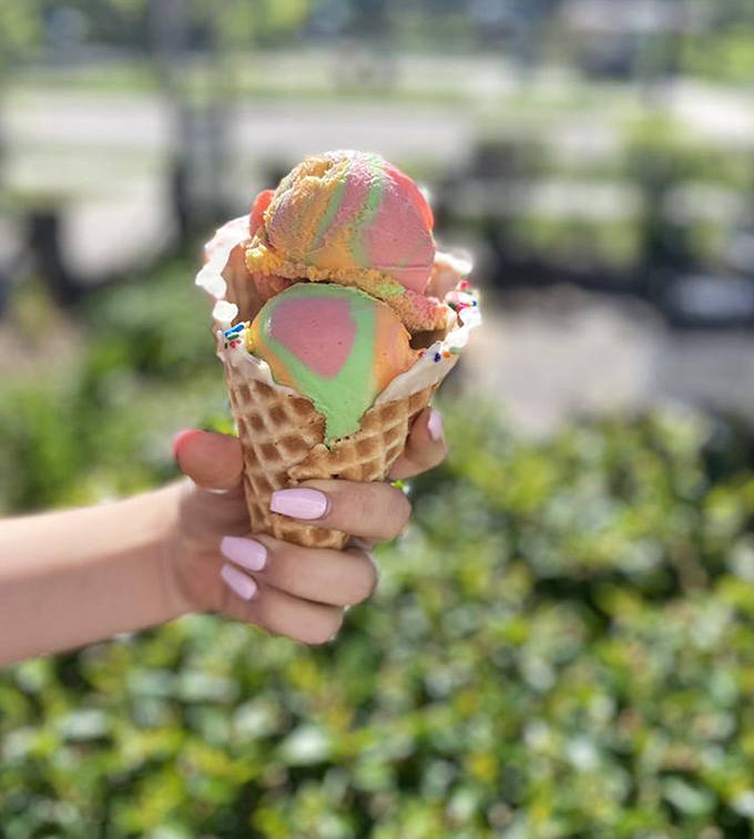Rainbow Sherbet A psychedelic swirl of fruity flavors that transports you back to childhood birthday parties where sugar highs knew no bounds.