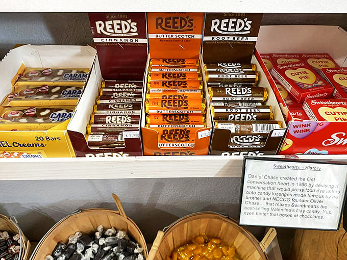 Reed's hard candies line the shelves in their classic packaging, offering the same flavors that delighted your grandparents in their youth.