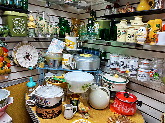 Pyrex paradise! Enough vintage cookware to make your grandmother swoon and your Instagram followers green with envy.