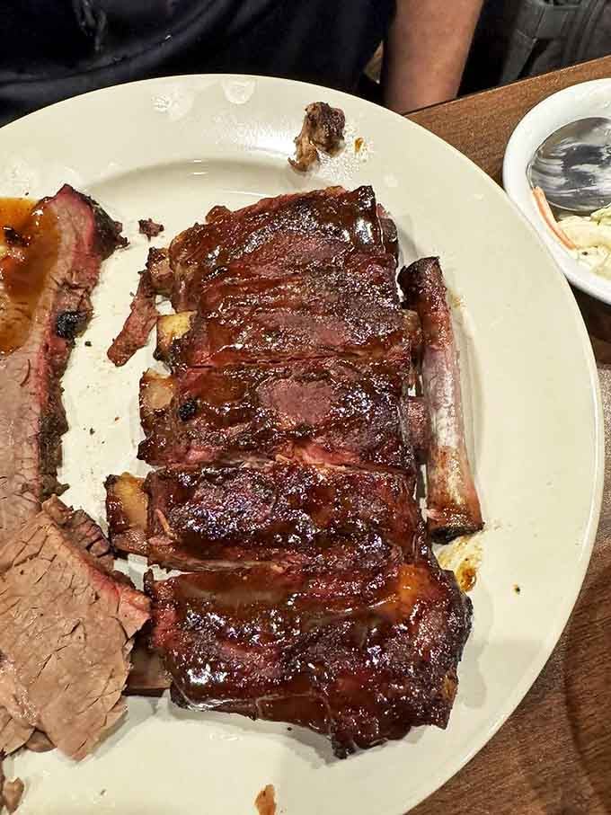 Fall-off-the-bone ribs slathered in tangy barbecue sauce &ndash; carnivore heaven that's worth the inevitable sauce mustache.