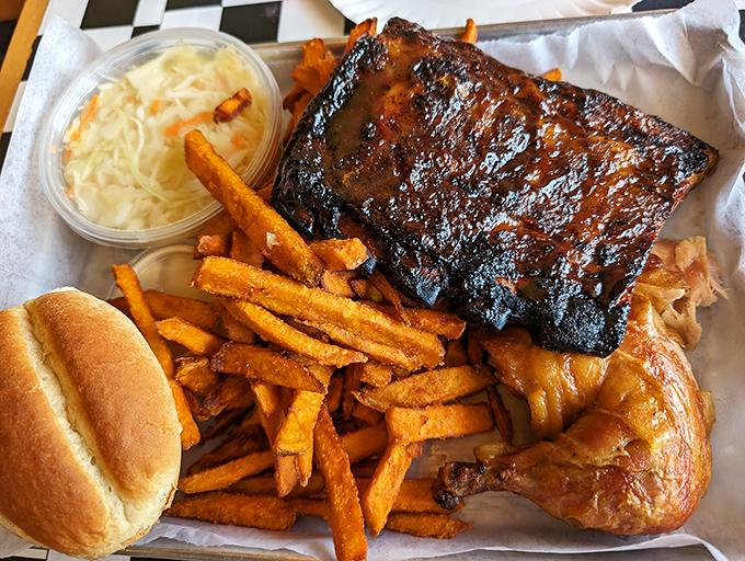 Fall-off-the-bone ribs with that perfect smoke ring and caramelized exterior. The kind of BBQ that makes you want to cancel your afternoon plans.