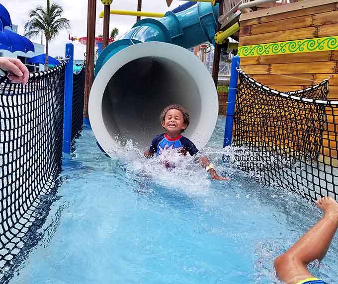 Pure joy captured in a single moment&mdash;that split second when gravity takes over and giggles become inevitable. Childhood at its finest.