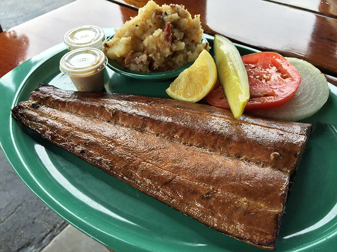 Golden-brown perfection on a plate &ndash; each fillet bears the hallmarks of patient oak smoking, resulting in that signature flavor profile.