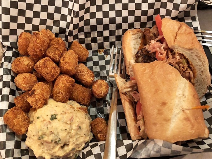 A beautiful marriage of land and sea &ndash; crispy shrimp and garden vegetables embraced by bread that's both sturdy and tender.