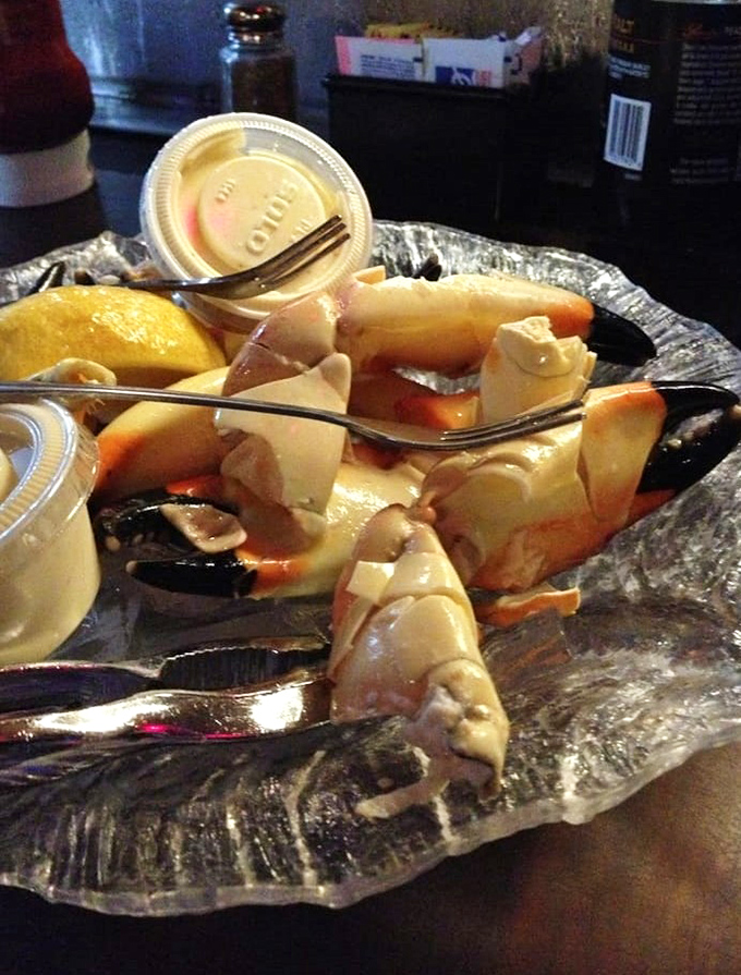 Simple presentation lets the star attraction shine &ndash; just stone crabs, lemon, and that addictive mustard sauce that should be sold by the gallon.