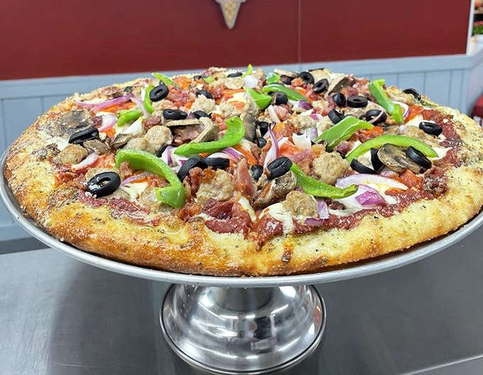 Who says you need dessert first? This Supreme Pizza proves the Hayloft's savory game is just as strong as their sweet offerings.