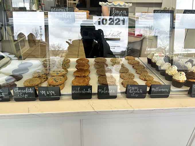 Classic cookies line up like old friends, from snickerdoodles to chocolate chip, each one baked to golden perfection.