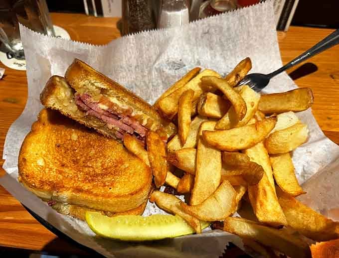 The Toasty sandwich: because sometimes you need corned beef between buttered bread with a mountain of chips alongside.