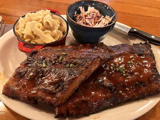 These ribs are so tender they're practically falling off the bone, proving The Hoot's kitchen magic extends well beyond the breakfast menu into serious dinner territory.