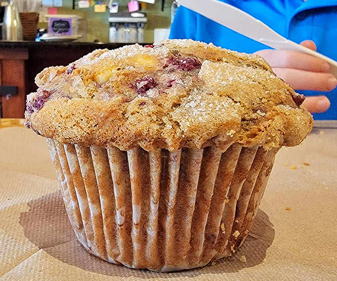 This muffin top has achieved the kind of golden-brown perfection that bakers dream about and the rest of us just want to eat immediately.