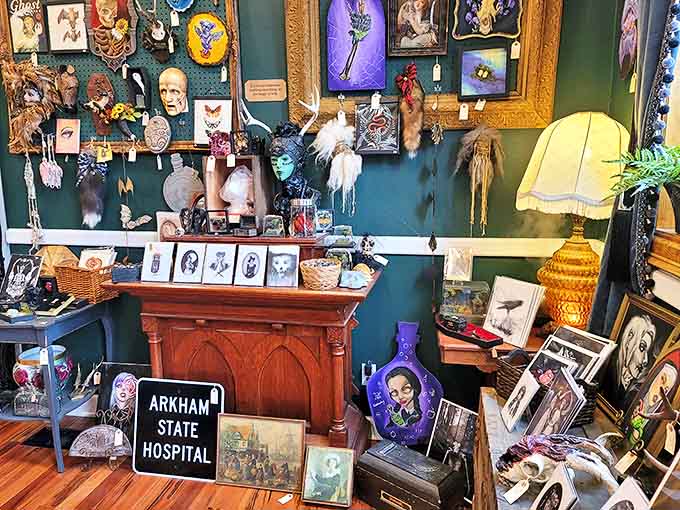 Every surface tells a story at The Painted Wraith, where vintage oddities mingle with handcrafted treasures in a dance of the delightfully macabre.