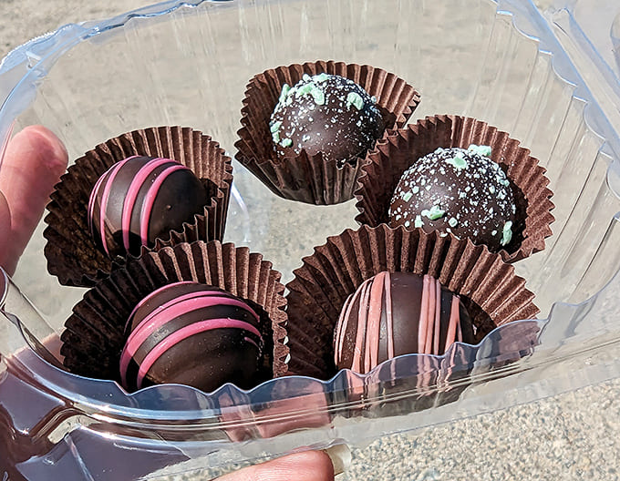 Chocolate truffles with blueberry flair, proving that Maine's favorite berry plays well with others.