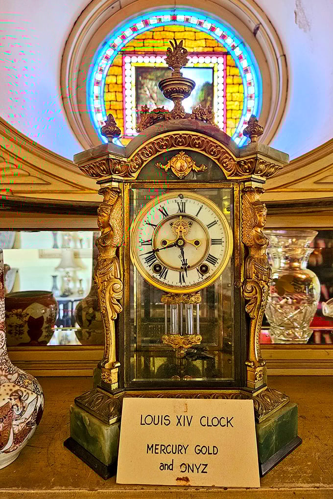 This Louis XIV clock is fancier than most people's entire living rooms, crafted from materials that sound like a wizard's shopping list.