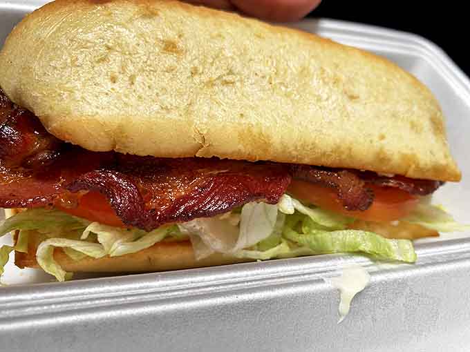 This BLT isn't just a sandwich &ndash; it's architecture, with layers of crispy bacon, fresh lettuce, and tomato in perfect harmony.