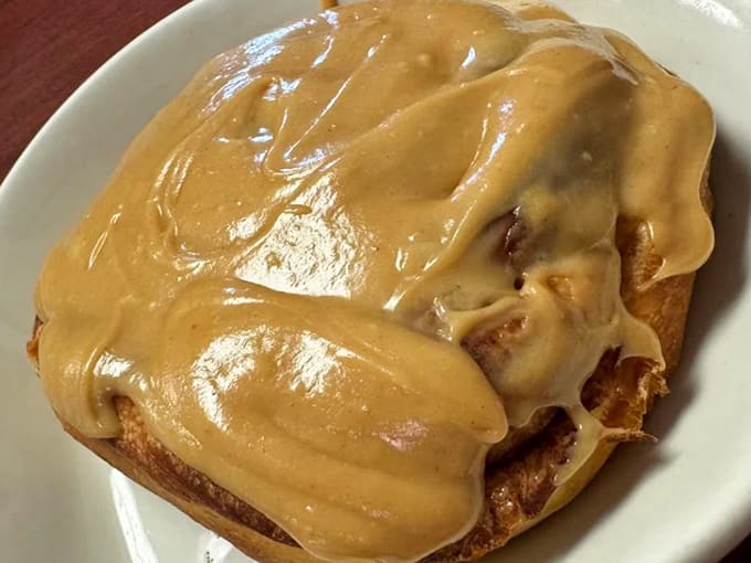 Not your average cinnamon roll &ndash; this peanut butter-slathered behemoth is what breakfast dreams and stretchy pants were made for.