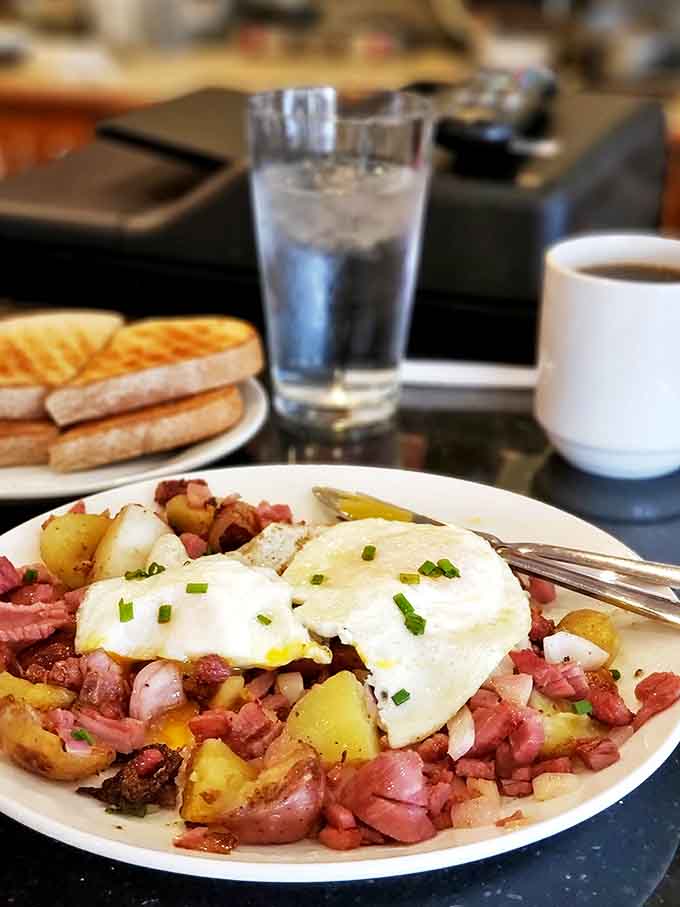 Corned beef hash that puts others to shame &ndash; crispy potatoes, tender meat, and eggs cooked just right make this a morning game-changer.