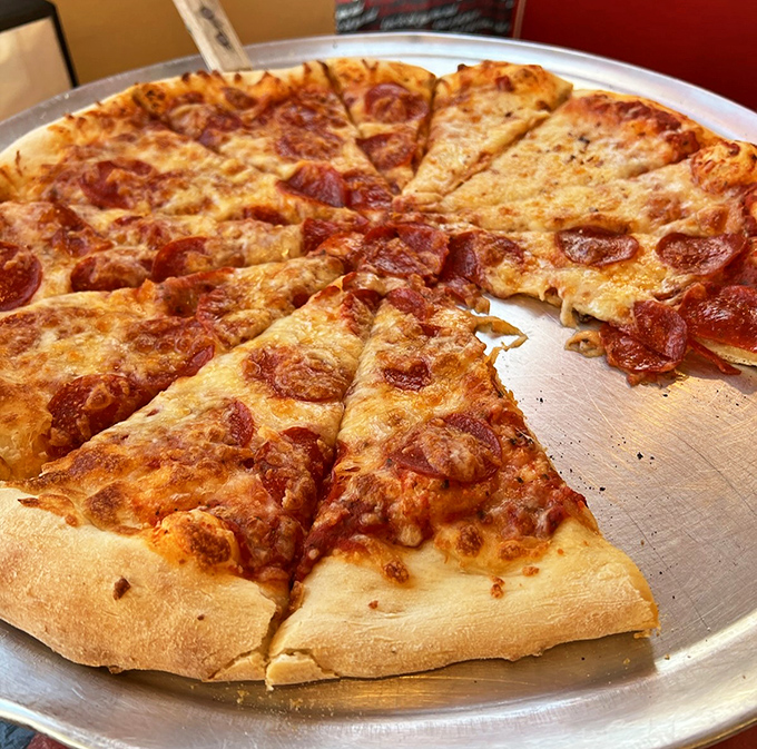 The people's champion &ndash; crispy-edged pepperoni creating little flavor pools atop a sea of golden cheese and perfect crust.