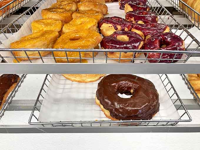 The rainbow of fresh donuts might leave you paralyzed with indecision. Pro tip: When in doubt, try one of each!