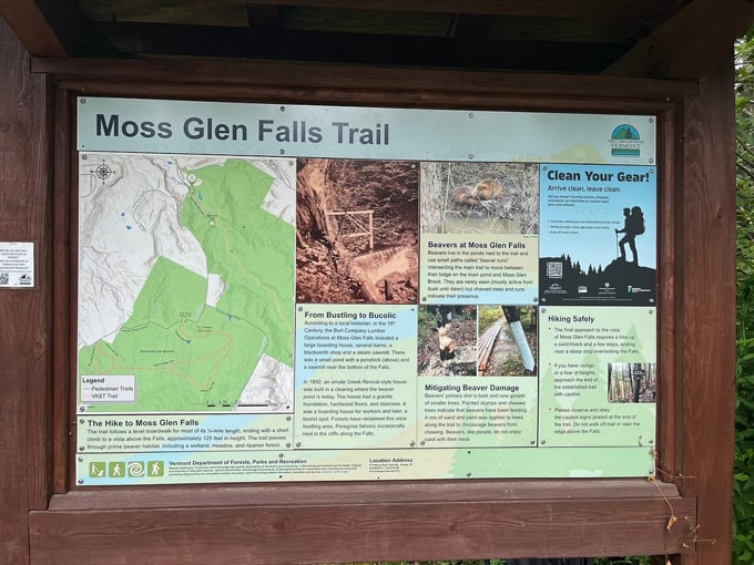Knowledge is power! This information board reveals the fascinating history behind Moss Glen's transformation from blasting site to beauty spot.