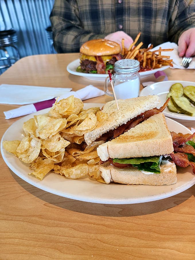 This isn't just a BLT &ndash; it's an architectural achievement of crispy bacon, fresh lettuce and tomato between perfectly toasted bread, with house-made chips standing guard.