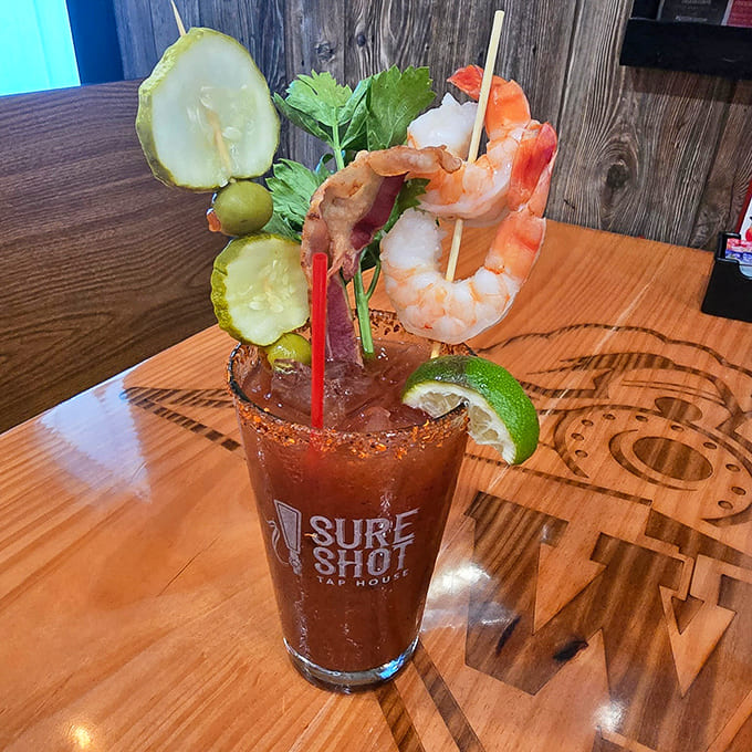 Their legendary Bloody Mary isn't just a drink &ndash; it's practically a seafood appetizer with those plump shrimp perched on the rim.