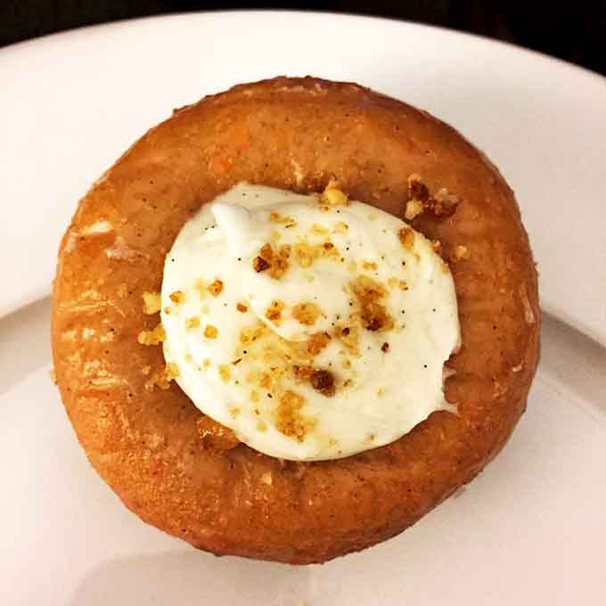 Carrot cake in donut form with cream cheese frosting makes vegetables almost seem like a good idea.