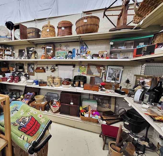 The beautiful chaos of a well-stocked antique store means you might find a vintage lamp next to a wooden bucket next to something you can't identify but definitely need.