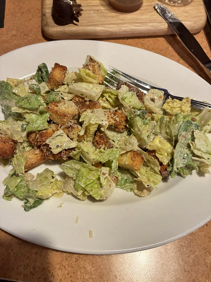 This Caesar salad isn't just the obligatory green thing on the menu &ndash; it's a garlic-kissed masterpiece worthy of its Roman namesake.