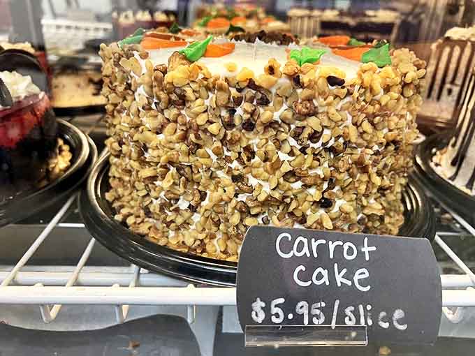 Carrot cake: Vegetables have never looked so good &ndash; like a root crop that went to finishing school and came back wearing walnut jewelry.