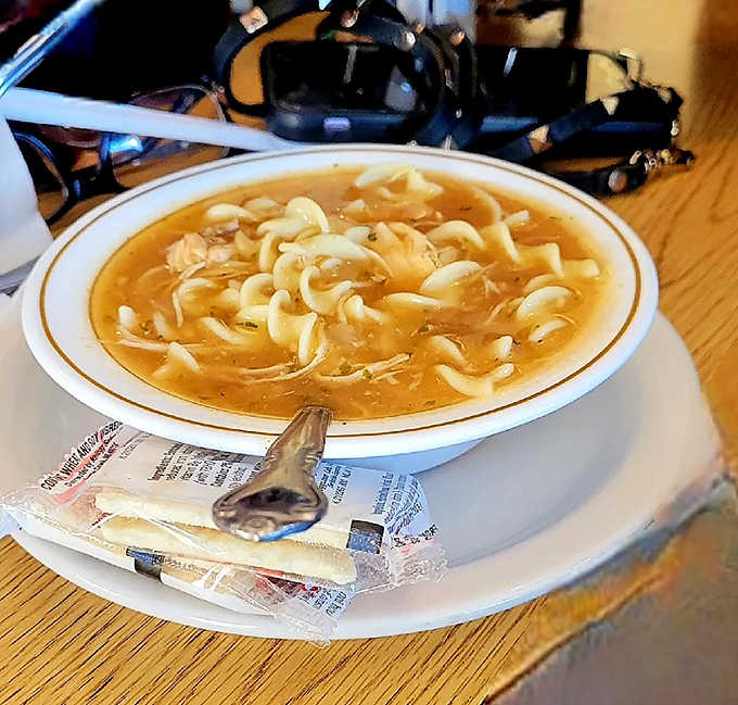Soul-warming broth with noodles and chunks of chicken that remind you why grandmothers worldwide swear by soup's healing powers.