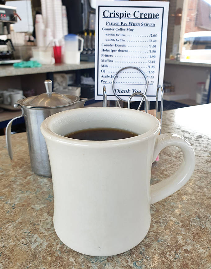 A sturdy mug of no-nonsense coffee, the perfect companion for donut dunking and early morning contemplation.