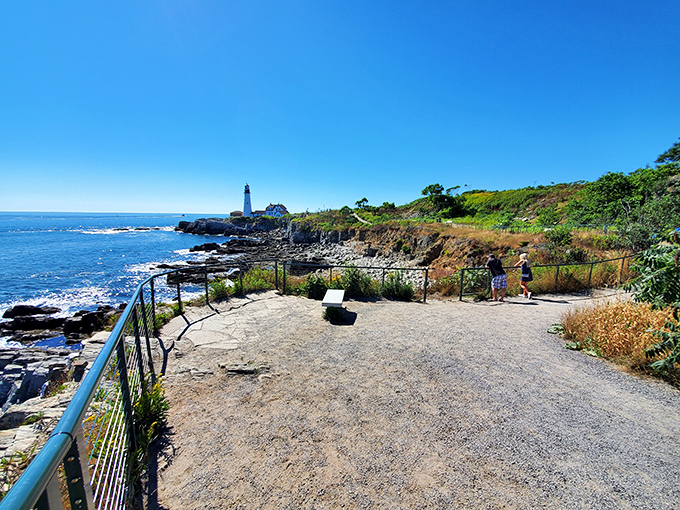 From this vantage point, visitors can watch massive cruise ships navigate the same waters that once challenged wooden schooners.