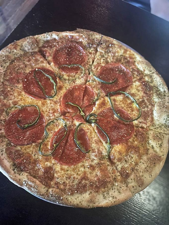 The Diavolo pie brings serious heat with spicy pepperoni and fresh jalape&ntilde;os, balanced beautifully by bubbling cheese.
