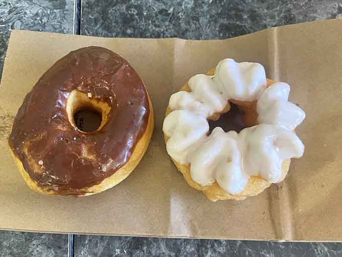 The chocolate-glazed classic meets its fancy cousin, proving that sometimes you need both traditional and trendy in your life.