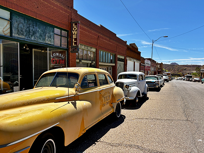 Lowell's Erie Street feels like stepping into a 1950s movie set, complete with vintage cars parked outside storefronts frozen perfectly in mid-century Americana.