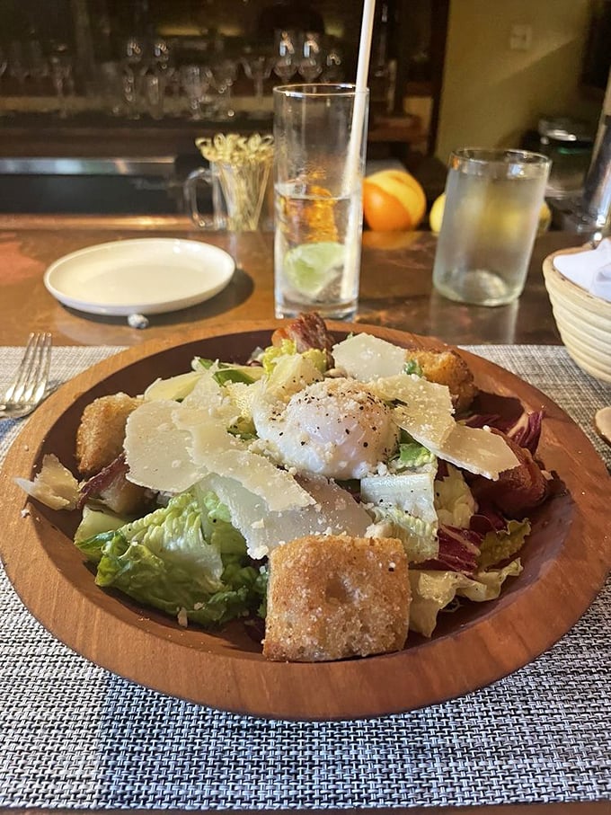 Not just any salad, but a celebration of freshness &ndash; crisp greens, shaved parmesan, and homemade croutons that make vegetables the star of the show.