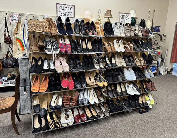 A shoe collector's dream or a fashionista's playground? Either way, these shelves hold the perfect pair waiting to be discovered.