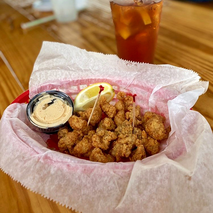 Fried gator nuggets&mdash;crunchy, tender, and the perfect conversation starter. "Yes, I ate alligator in Florida" makes great dinner party talk.