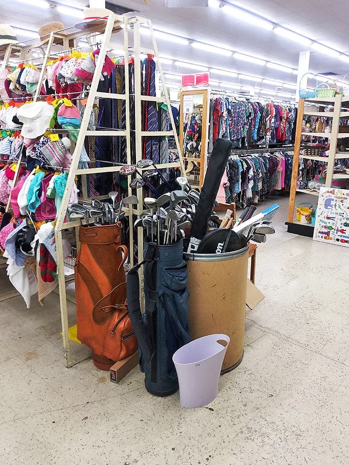 Sporting equipment heaven where vintage Wilson meets modern Callaway. That perfect putter might be hiding here, waiting to transform your game for pocket change.