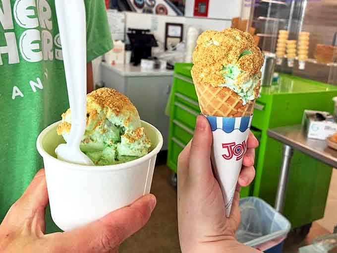 Graham Cracker Crumble: Mint ice cream crowned with graham cracker crumbs &ndash; summer's answer to the eternal question: "What's happiness taste like?"