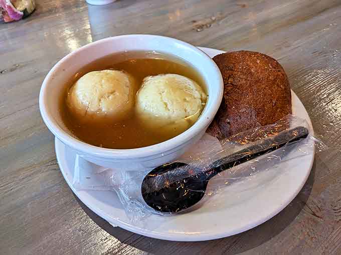 Jewish penicillin at its finest! Fluffy matzo balls swimming in golden broth &ndash; comfort in a bowl that warms both body and soul.